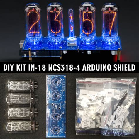 diy kit for in 18 shield nixie clock with sockets and dot s [smf rgb usb tunes] tubes