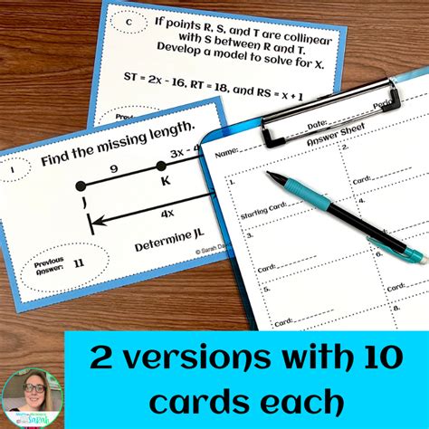 2 Segment Addition Postulate Scavenger Hunt Activities Solving For X And Missing Lengths Math