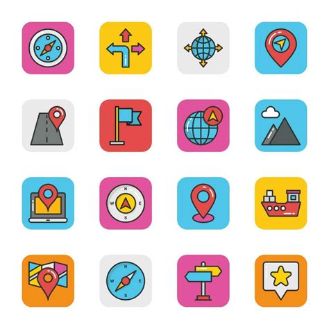 Maps And Navigation Vector Icons Set 25466354 Vector Art At Vecteezy