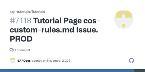 Tutorial Page Cos Custom Rulesmd Issue Prod · Issue 7118 · Sap Tutorialstutorials · Github