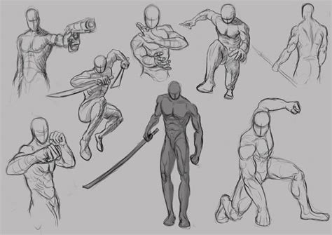 Few Action Poses Geethan Punnapully Figure Drawing Reference Anime