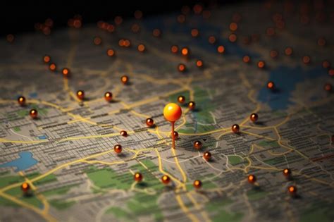 Premium Photo A Map Featuring Multiple Orange Pins Marking Various