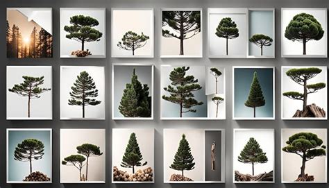 Pine Tree Collage Element Premium AI Generated Image