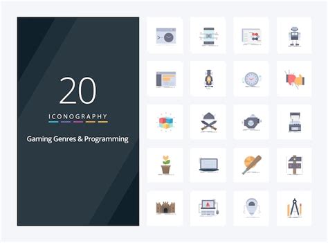 Premium Vector 20 Gaming Genres And Programming Flat Color Icon For Presentation Vector Icons