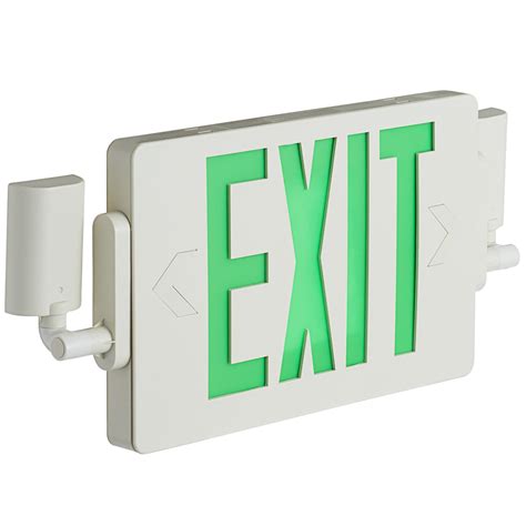 Lavex Industrial Slim Green LED Exit Sign Emergency Light Combination With Battery Backup 2W