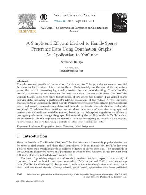 A Simple And Efficient Method To Handle Sparse Preference Data Using Domination Graphs An