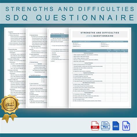 Strengths And Difficulties Questionnaire Sdq Template For