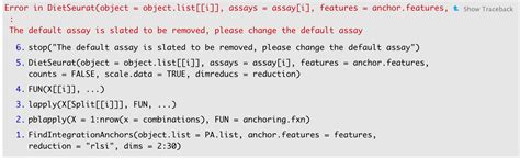 Error In Dietseuratobject Objectlist I Assays Assay I