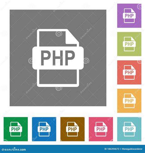 php file format square flat icons stock vector illustration of
