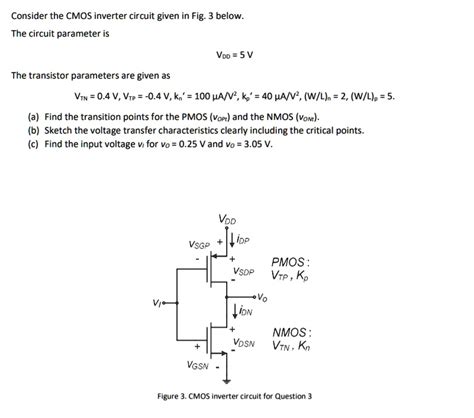 Solved Consider The Cmos Inverter Circuit Given In Fig 3 Below The