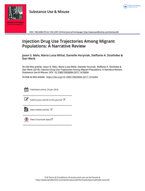 Pdf Injection Drug Use Trajectories Among Migrant Populations A Narrative Review