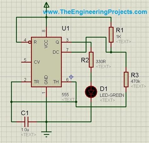 LED Flashing Project With Timer In Proteus The Engineering Projects