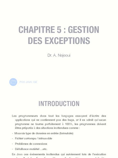 chapitre5 exceotions descargar gratis pdf java langage de