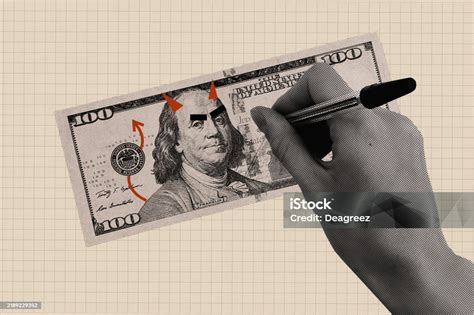 크리 에이 티브 드로잉 콜라주 손 그림 낙서 그리기 악마 뿔 꼬리 달러 지폐 버는 돈 광고판 만화책 진 최소 개념 0명에 대한