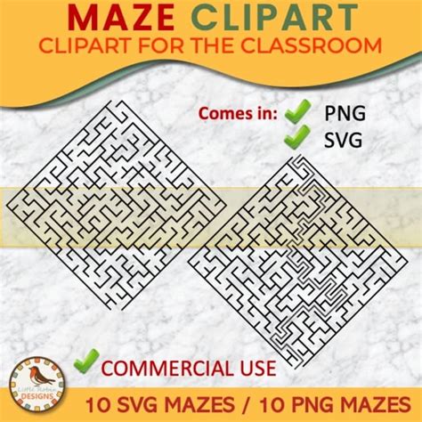 Maze Clipart Set With Solutions 10 Designs Png And Svg Commercial Use