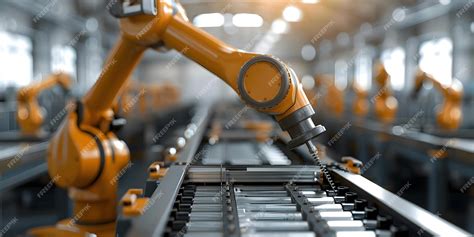 Premium Photo Automated Robotic Arm Assembly Line Revolutionizing Industrial Manufacturing
