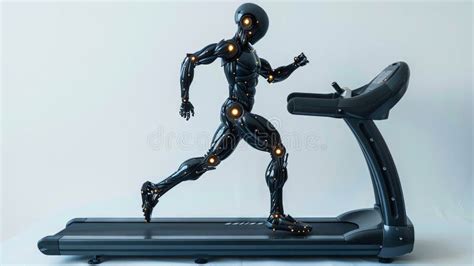 A 3d Rendering Of A Robotic Figure Running On A Treadmill The Figure