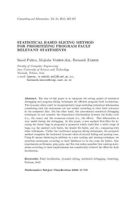 Statistical Based Slicing Method For Prioritizing Program Fault