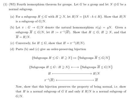 Solved G Be A 1 Wi Fourth Isomorphism Theorem For