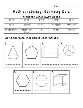 Geometry Vocabulary Quiz By Amazing Grays Grade Level Resources TpT