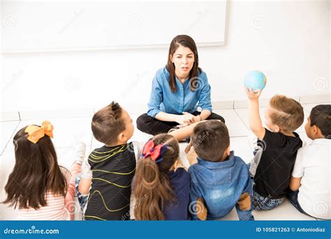 Preschool Class Sitting On The Floor Stock Image Image Of Group