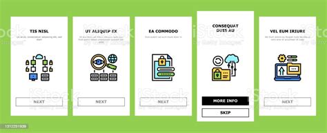 Ssh Sftp File Transfer Protocol Onboarding Icons Set Vector Stock
