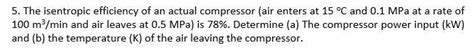 solved 5 the isentropic efficiency of an actual compressor