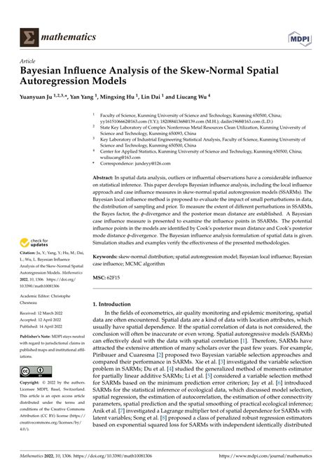 (PDF) Bayesian Influence Analysis of the Skew-Normal Spatial ...