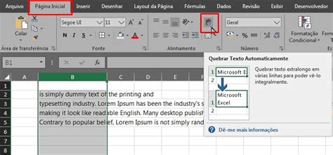 Como Quebrar Texto Automaticamente No Excel