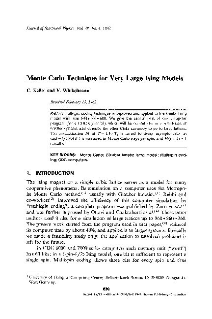 Pdf Monte Carlo Technique For Very Large Ising Models