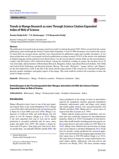 trends in mango research as seen through pdf mango index term