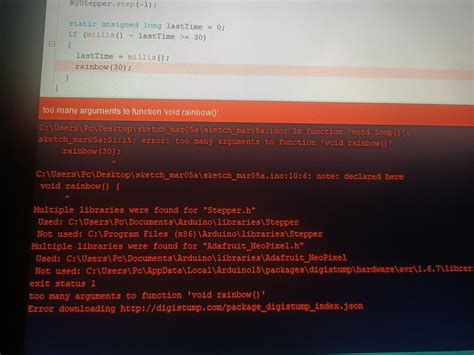 rainbow effect and stepper continuous rotation programming arduino