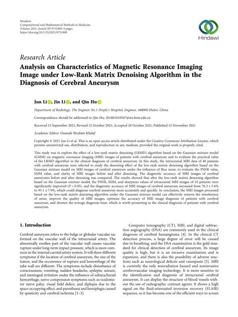 Pdf Analysis On Characteristics Of Magnetic Resonance Imaging Image
