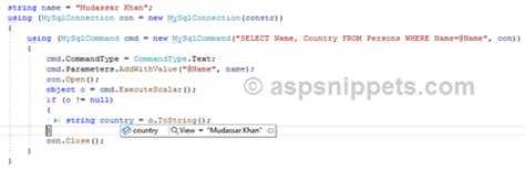 Understanding Mysqlcommand Executescalar In C And Vbnet