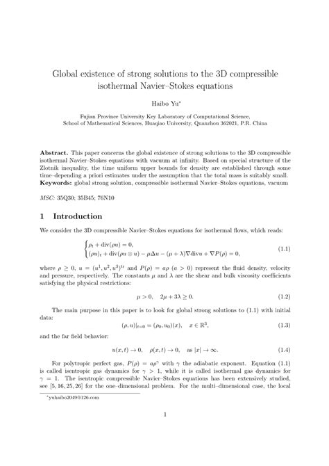 Pdf Global Existence Of Strong Solutions To The 3d Compressible