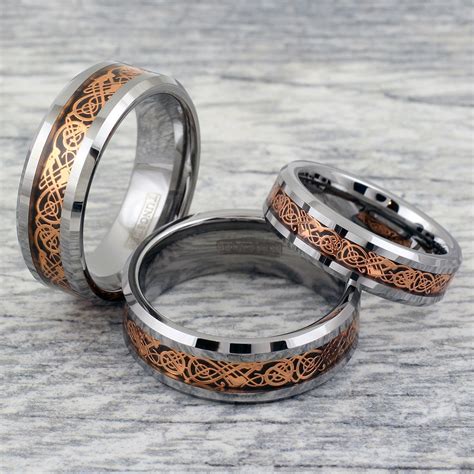 Tungsten And Rose Gold Wedding Band 60 Photos
