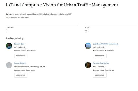 Smartcities Iot Computervision Trafficmanagement Research Teamwork… Pamela Dey Sarkar