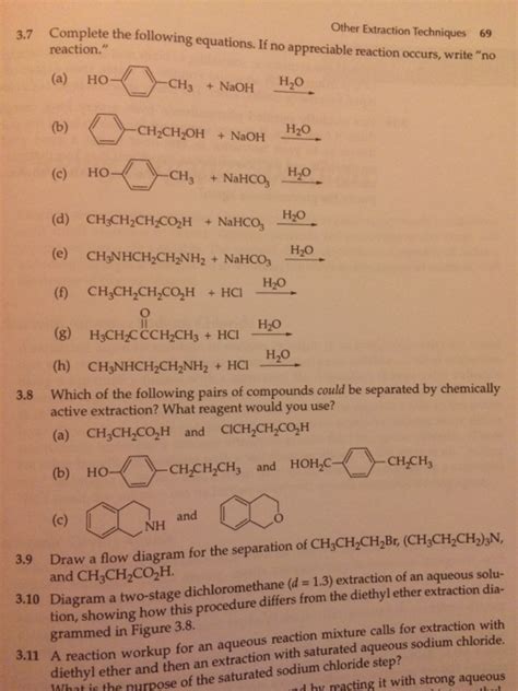 Solved Complete The Following Equations If No Appreciable