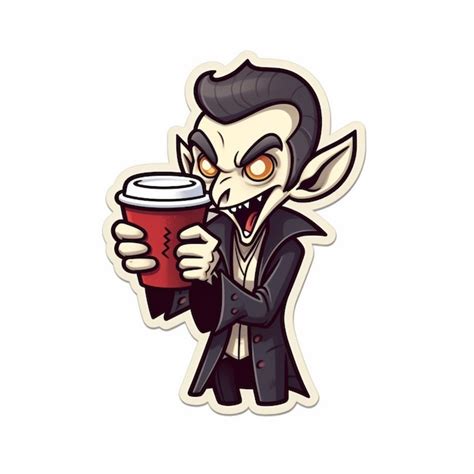 A Cartoon Of A Devil With A Cup Of Coffee Premium Ai Generated Image