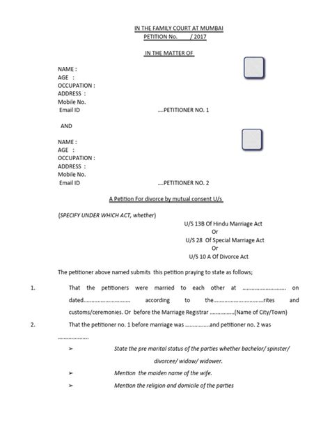 Mutual Divorce Petition Pdf Divorce Marriage