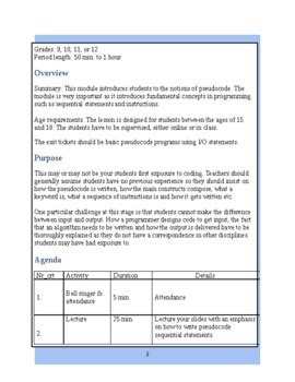 AP CSP Lesson Plan Intro To Pseudocode High Babe U1L3 TpT