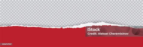 가로로 찢어진 빨간 종이 페이지 찢어진 가장자리 투명 배경에 격리되어 있습니다 미디어 프로젝트의 창의적인 디자인 배너 오버레이를 위한 질감이 있는 찢어진 페이지 사실적인