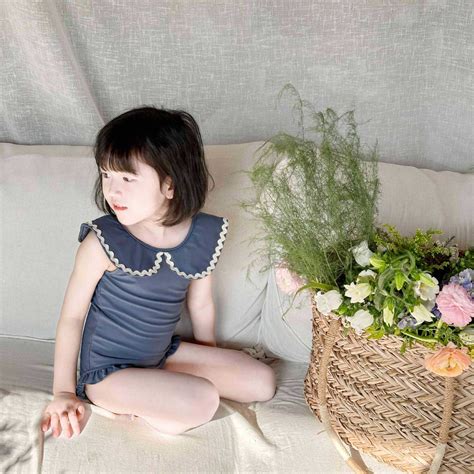 24夏季新款mi素雅女童泳衣沙滩海边度假泡泡袖泳衣泳装 阿里巴巴