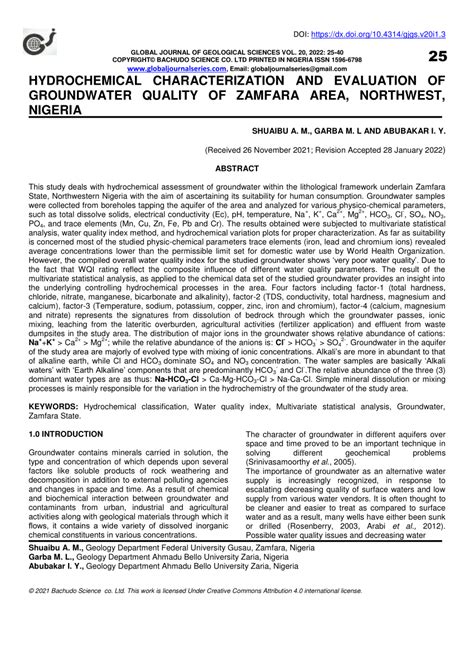 Pdf Hydrochemical Characterization And Evaluation Of Groundwater