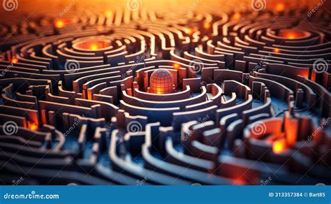 complex 3d labyrinth with glowing pathways and spherical obstacles