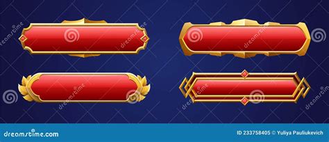 Medieval Buttons Ui Game Menu Isolated Elements Stock Vector