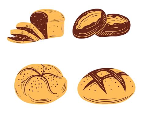 Conjunto De Iconos De Pan Estilo De Boceto Dibujado A Mano Ilustración