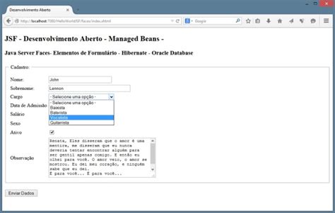 Jsf Selectonemenu Selectitems Hibernate Oracle Java Desenvolvimento Código Aberto