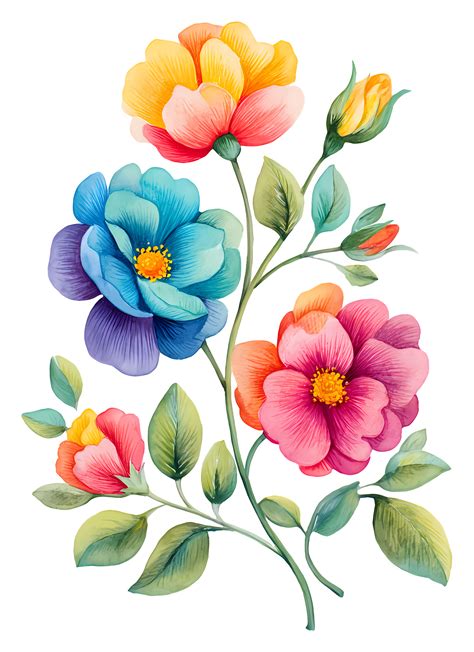 Png Flower Colourful Flower Drawing Colour Full Flowers Drawing