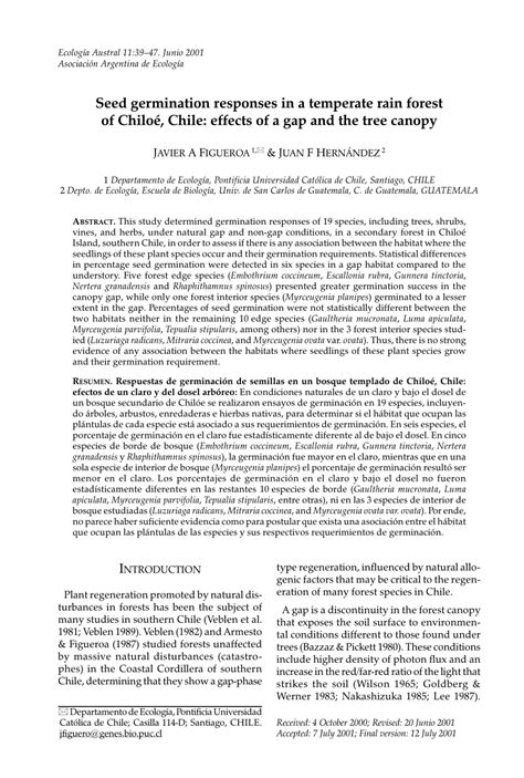 Pdf Effect Of A Gap And Canopy Condition On Seed Germination In Species Of A Temperate